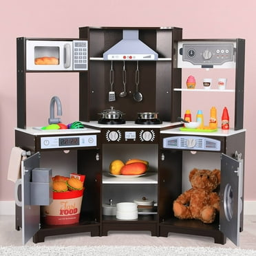 LAZY BUDDY Wooden Pretend Play Kitchen Set Kids Kitchen Playset ...