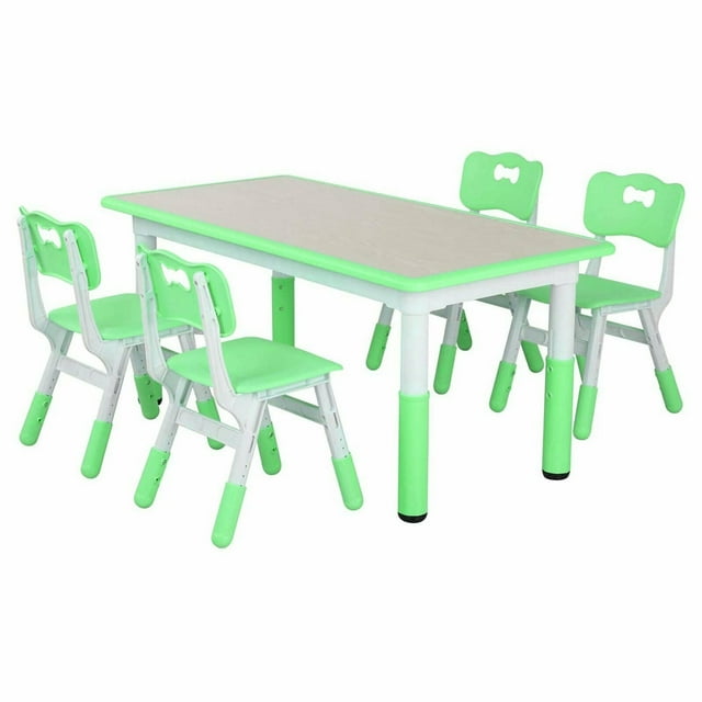 Pirecart Adjustable Height Kids Table & 4 Chairs - Suitable for Home ...