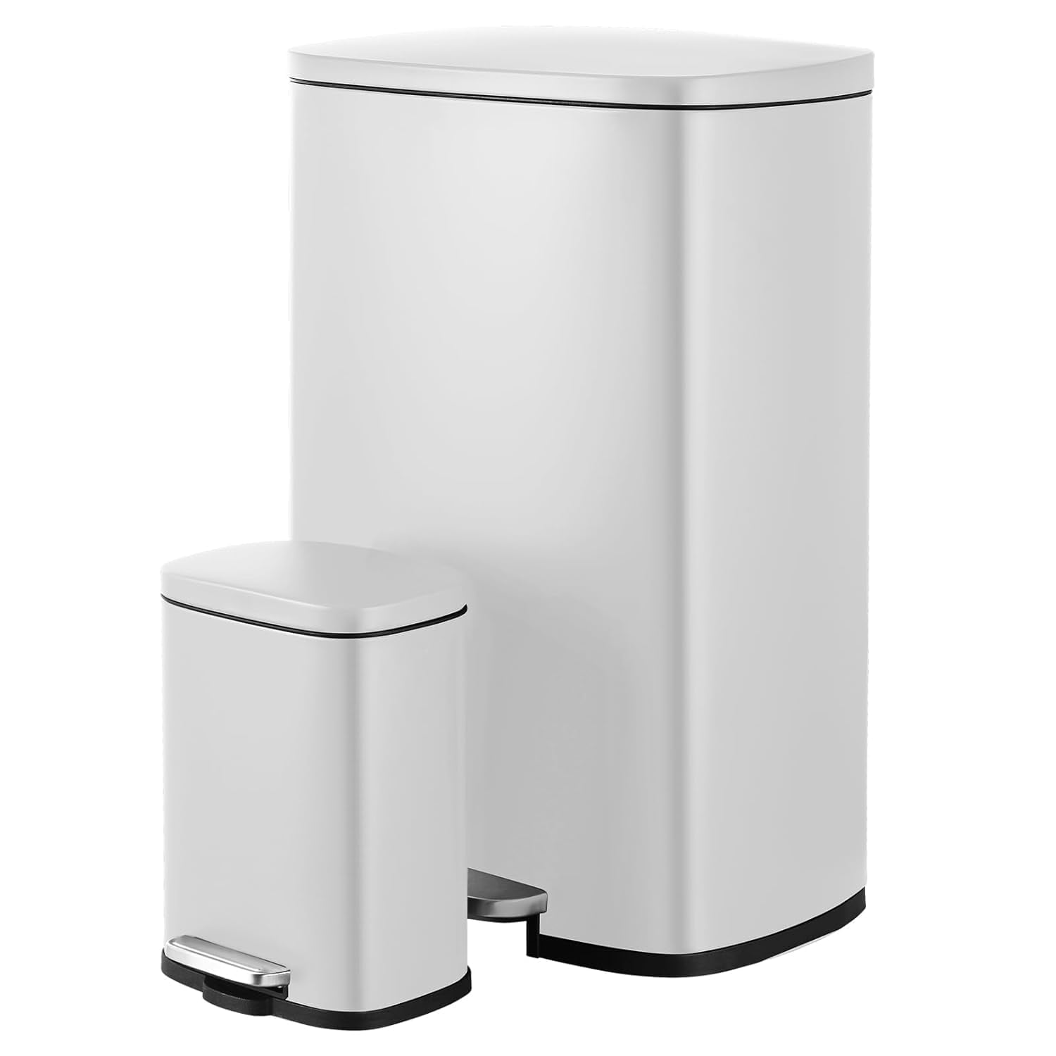 Pirecart Rectangular Trash Can Combo, 13.2 Gal and 1.3 Gal, Stainless ...