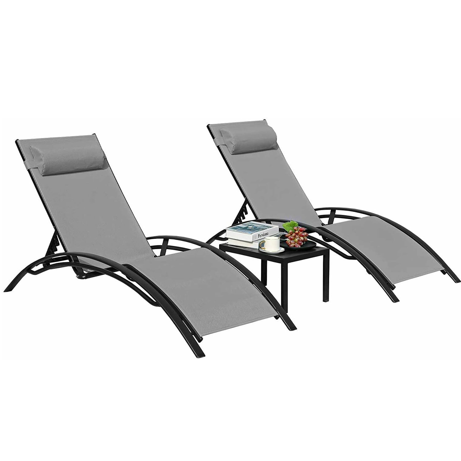 Pirecart Aluminum Outdoor Patio Chaise Lounge Chair with Adjustable ...