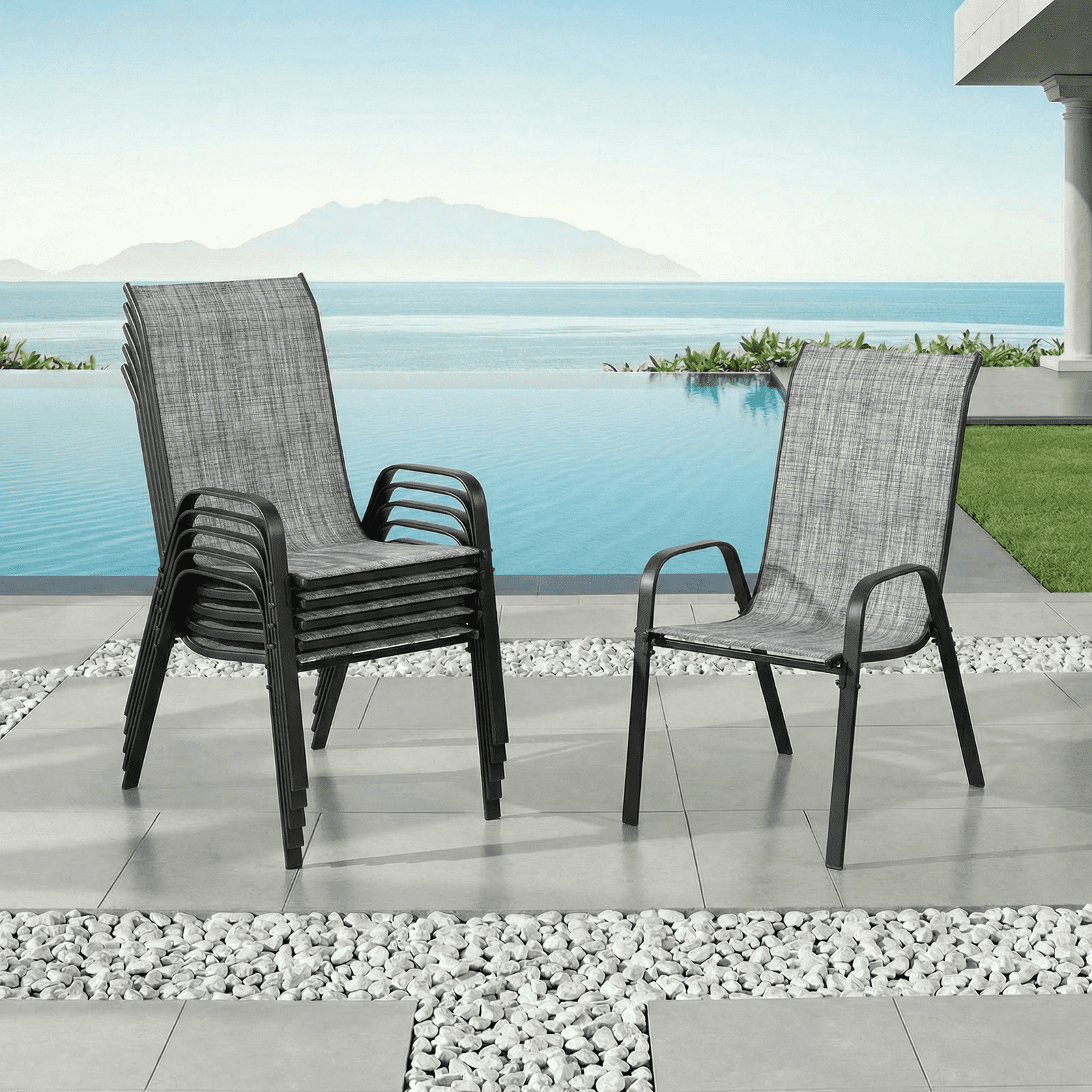 Pirecart Patio Chairs Set of 6, Outdoor Stackable Dining Chairs ...