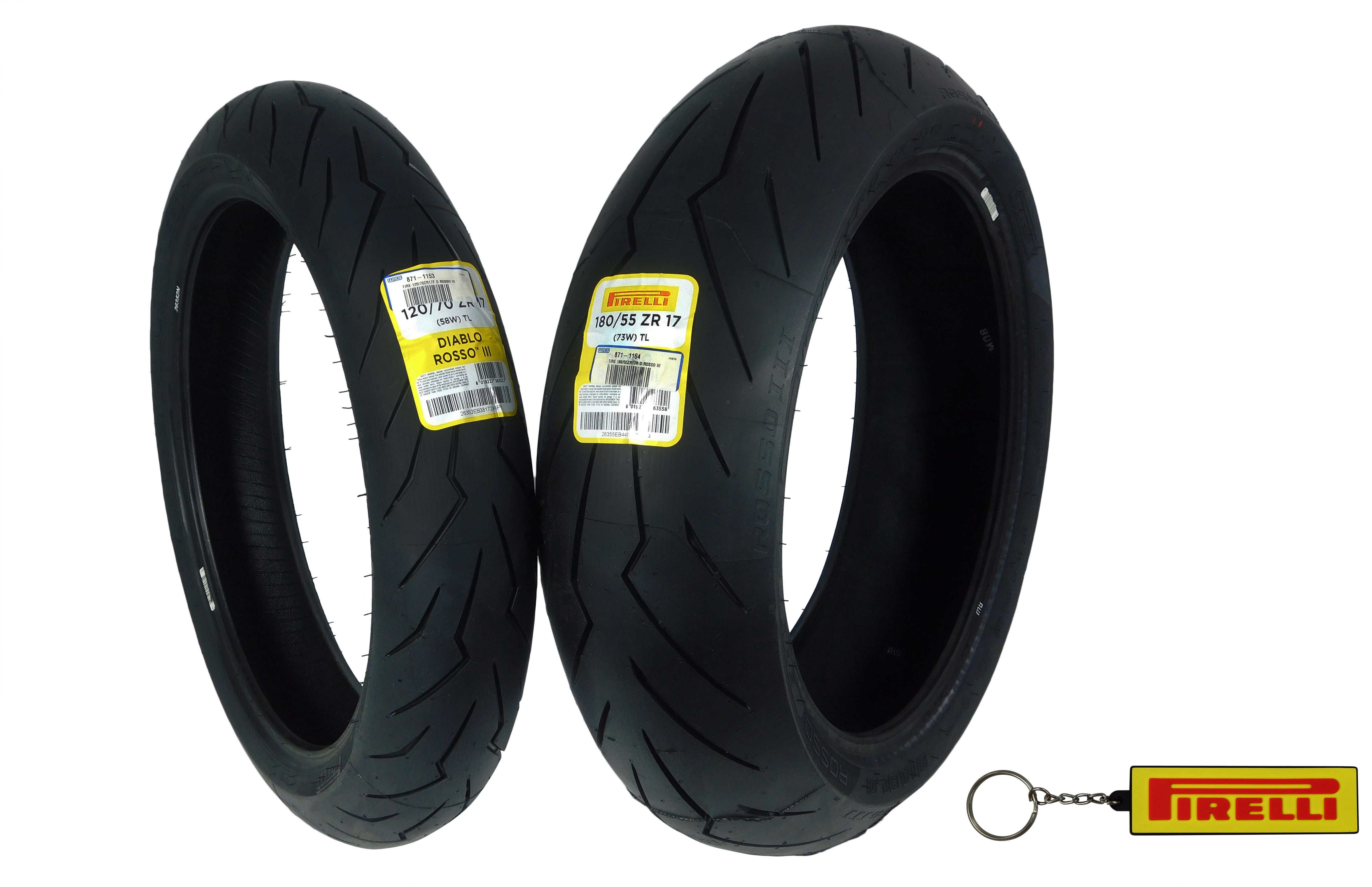 Pirelli Diablo Rosso III Tires, 120/70 ZR17 Front & 180/55 ZR17 Rear ...