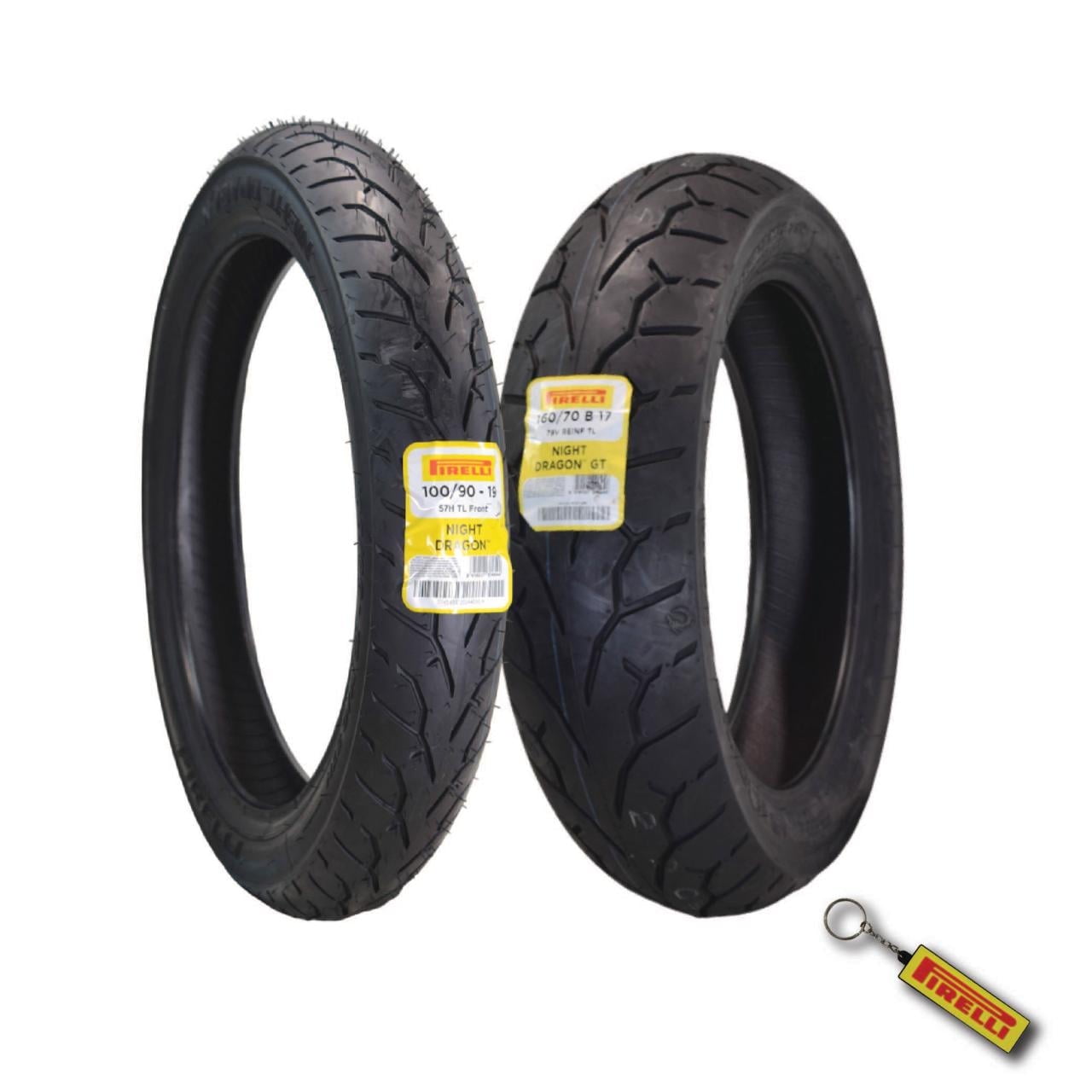 Pirelli Night Dragon Tire Set: 100/90-19 M/C 57H TL Front & 160/70B17 M ...