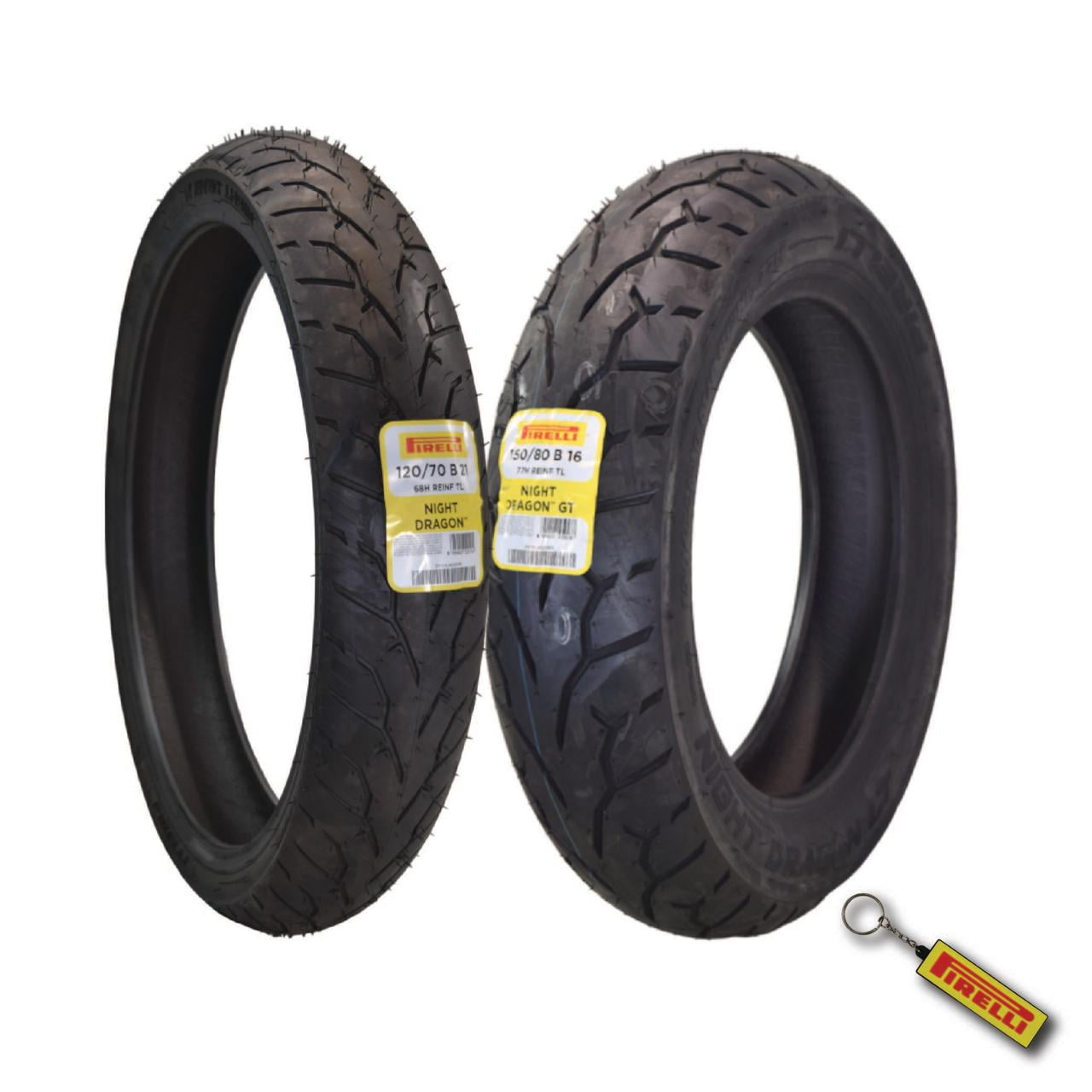 Pirelli Night Dragon Tire Set: 120/70B21 M/C 68H REINFTL Front & 150 ...
