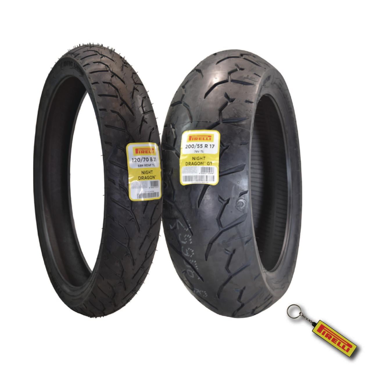 Pirelli Night Dragon Tire Set: 120/70B21 M/C 68H REINFTL Front & 200 ...
