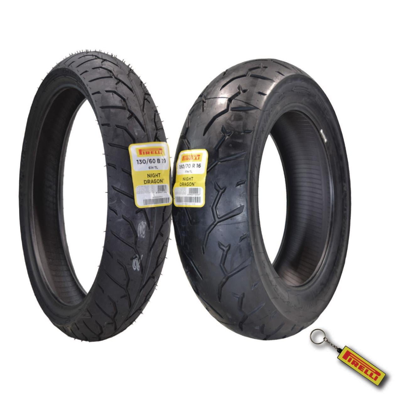 Pirelli Night Dragon Tire Set: 130/60B19 M/C 61H TL Front & 180/70R16 M ...
