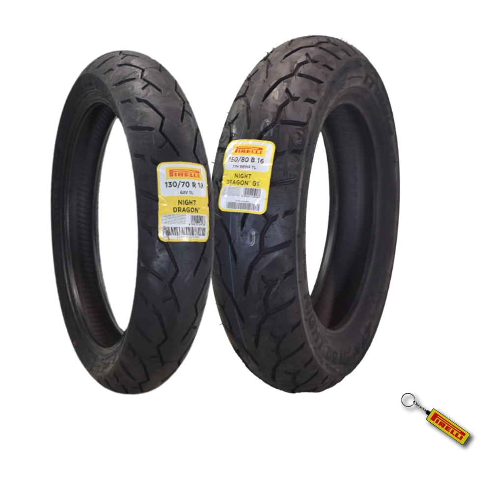 Pirelli Night Dragon Tire Set: 130/70R18 M/C 63V TL Front & 150/80B16 M ...