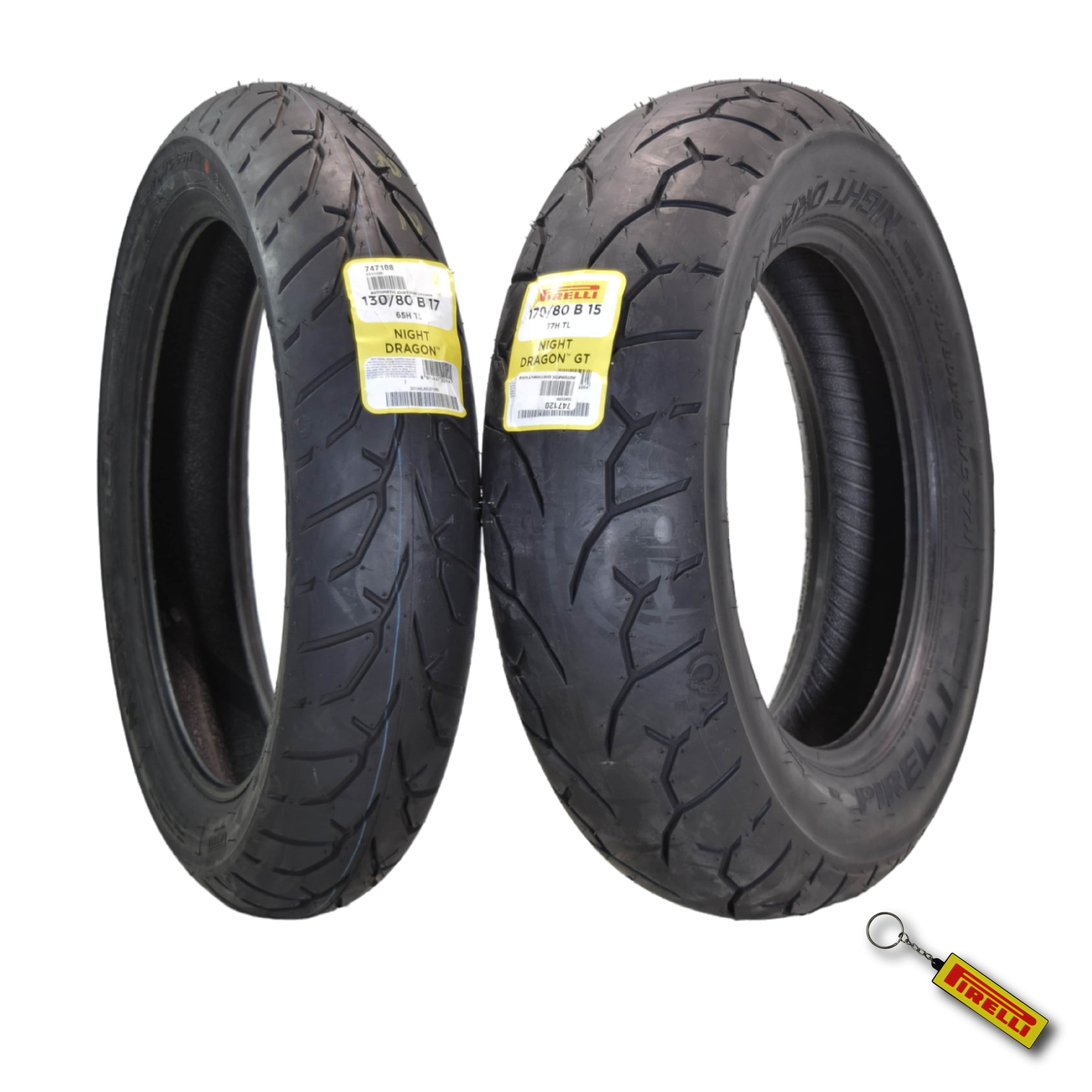 Pirelli Night Dragon Tire Set: 130/80B17 M/C 65H TL Front & 170/80B15 M ...