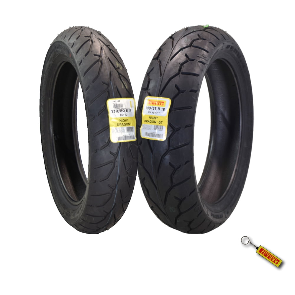 Pirelli Night Dragon Tire Set: 130/80B17 M/C 65H TL Front & 180/55B18 M ...