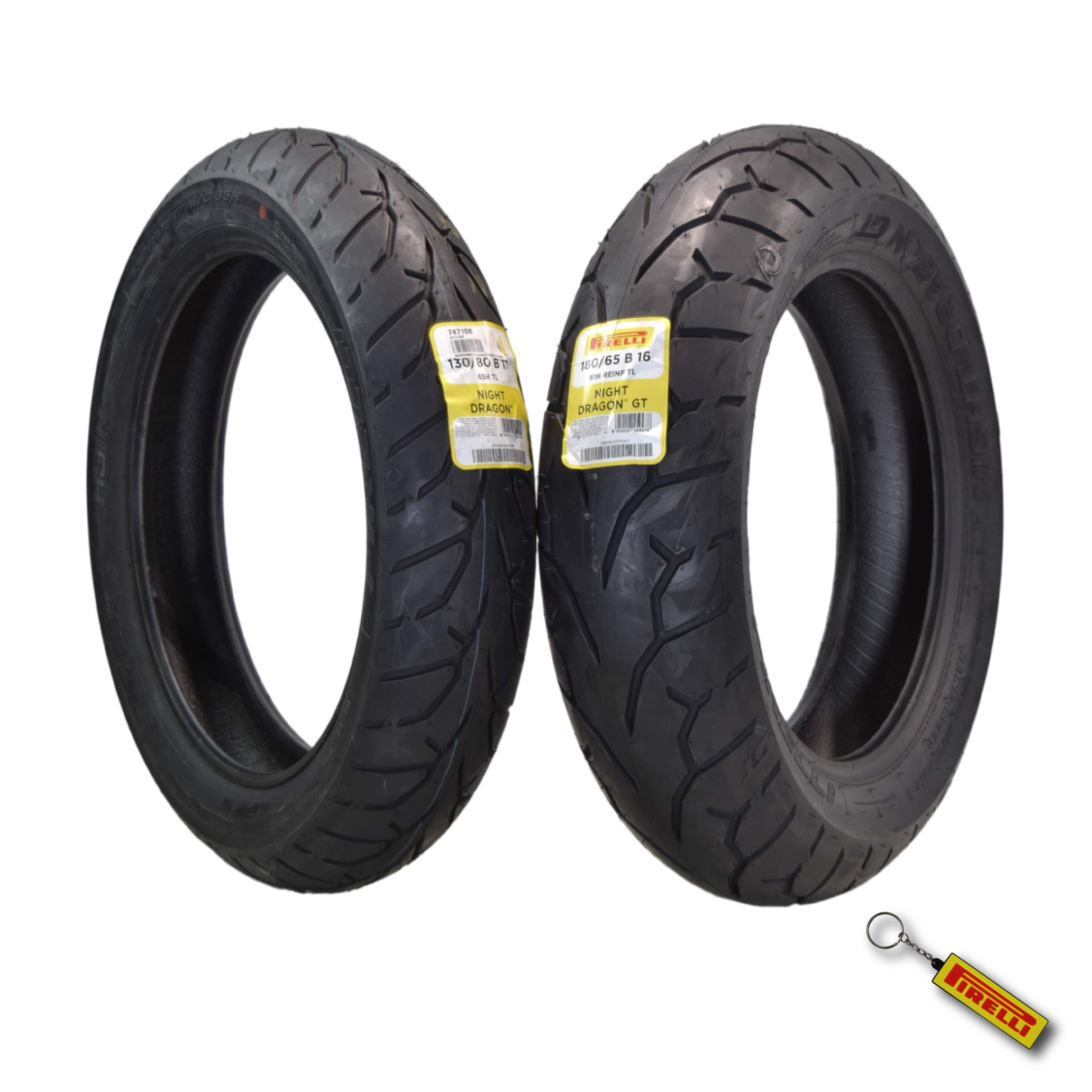Pirelli Night Dragon Tire Set: 130/80B17 M/C 65H TL Front & 180/65B16 M ...