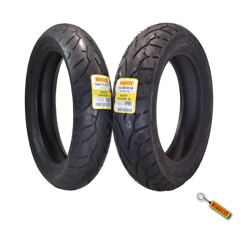 Pirelli Night Dragon Tire Set: 140/75R17 M/C 67V TL Front & 150/80B16 M ...