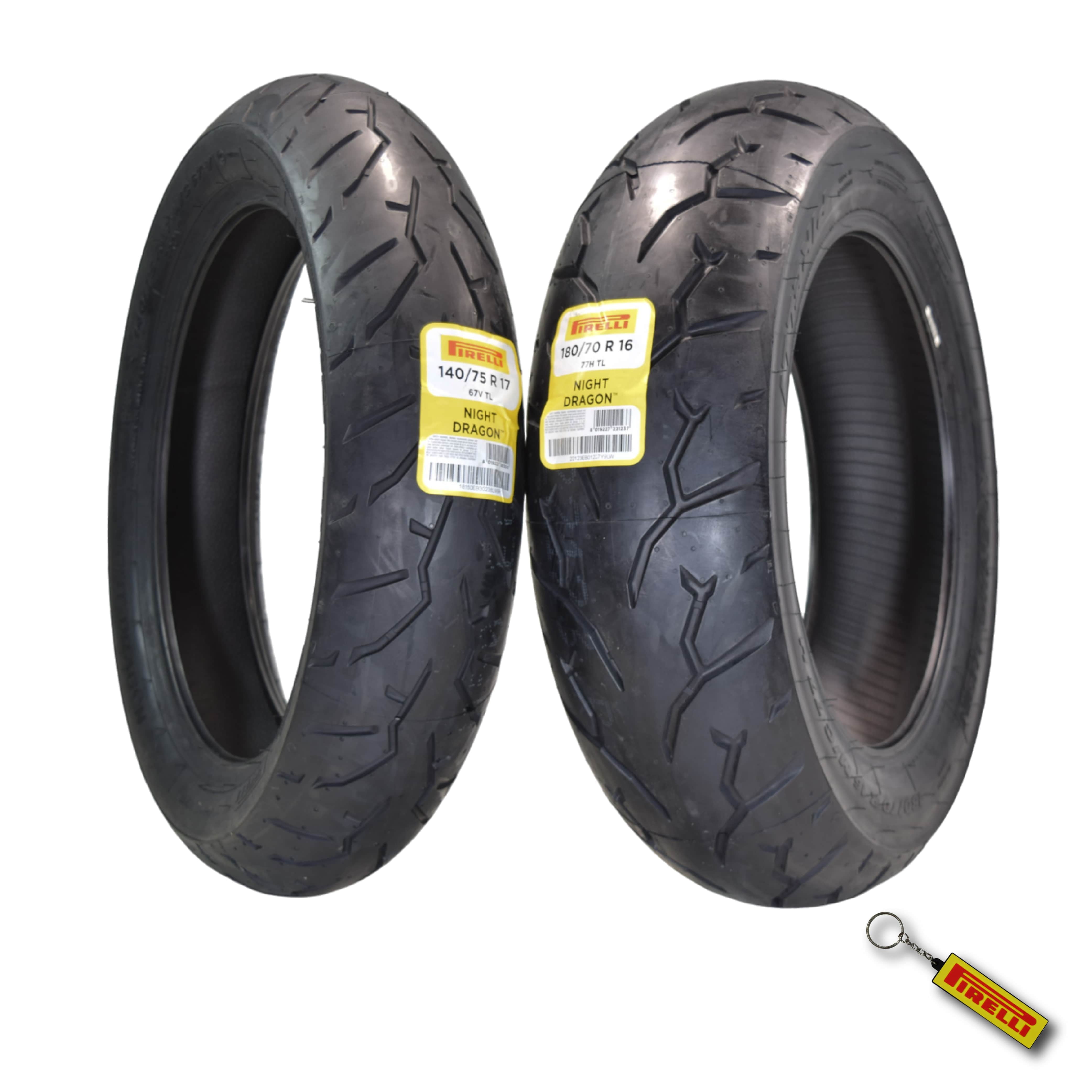 Pirelli Night Dragon Tire Set: 140/75R17 M/C 67V TL Front & 180/70R16 M ...