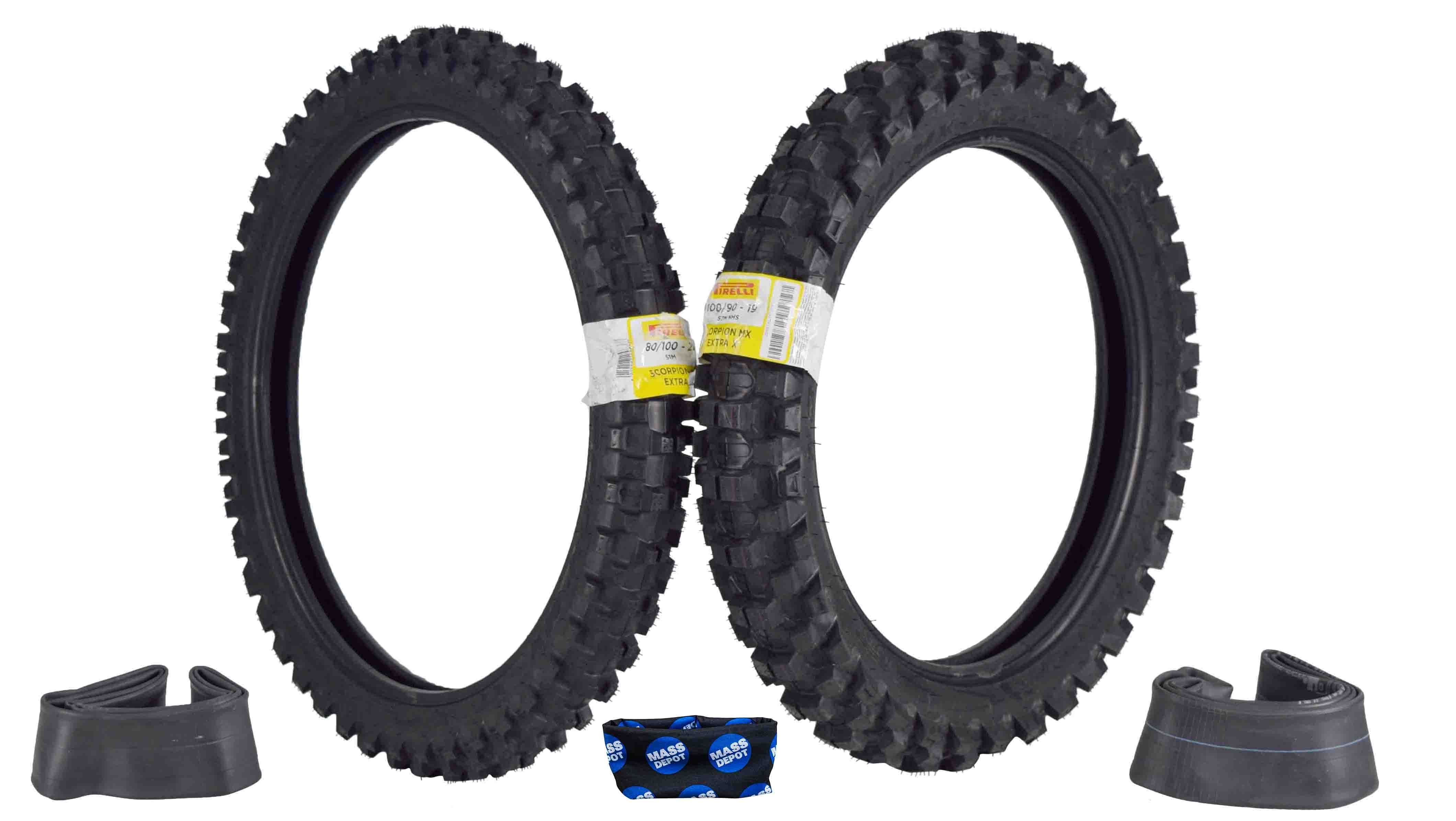 Pirelli Scorpion MX32 Extra X 80/100-21 Front 100/90-19 Rear Tires Set w Tubes - Walmart.com