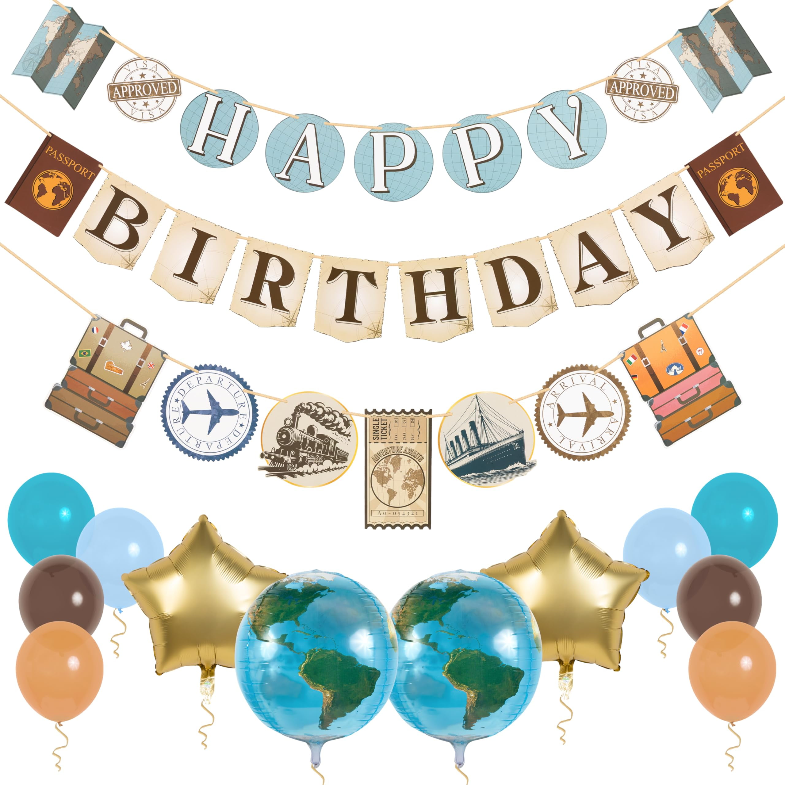 Pirese Travel BirthdayTRDN Party Decorations - Adventure Awaits Happy ...