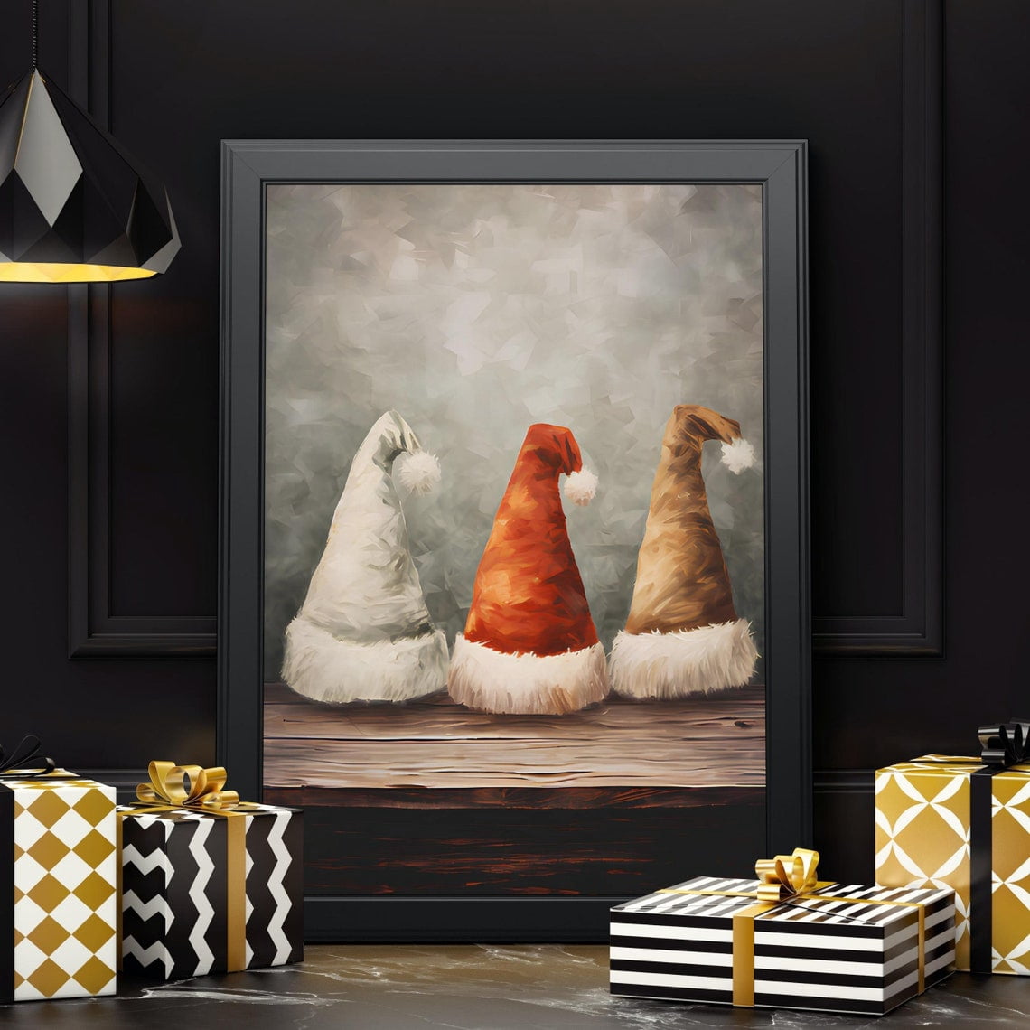 Pirimitive Hats Posters, Vintage Santa Hat Poster, Hat Wall Decor ...