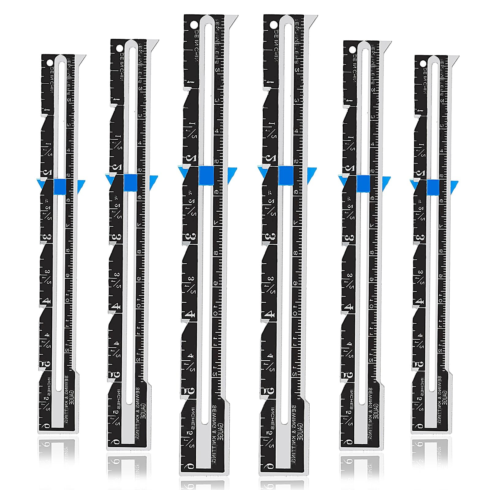 Piriuuo 6 Pack Sliding Gauge Sewing Ruler Stainless Steel Sewing ...