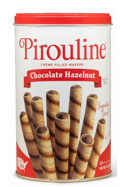Pirouline Chocolate Hazelnut Crème Filled Rolled Wafers, 14.1 oz Tin ...