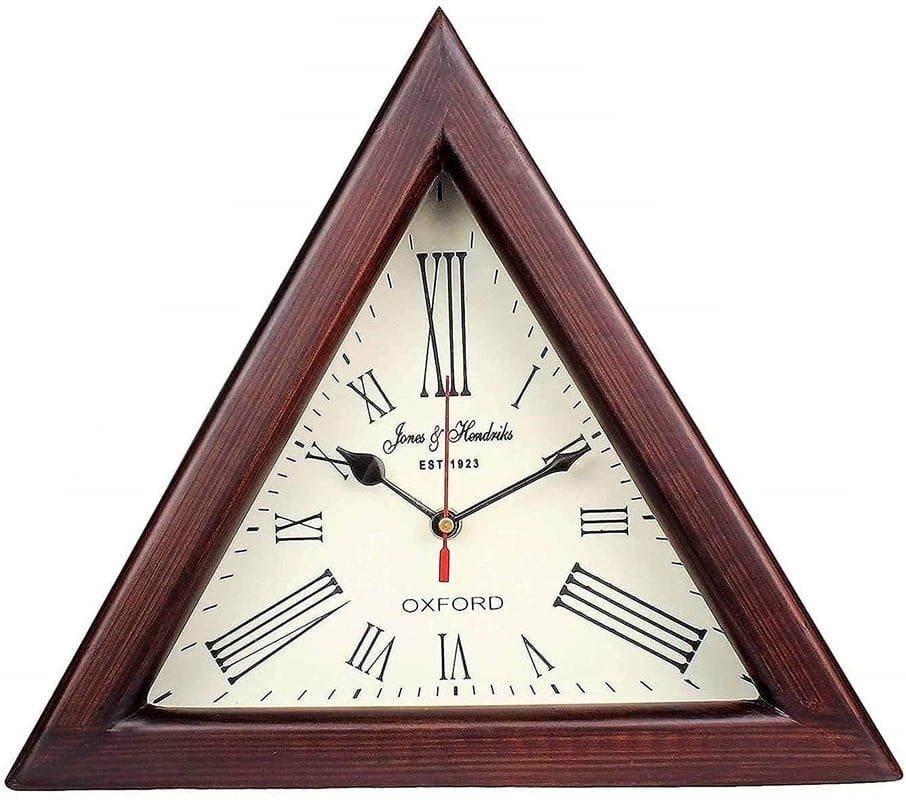 Piru Wooden Wall Clock Antique Unique Triangle Style Art Decorative ...