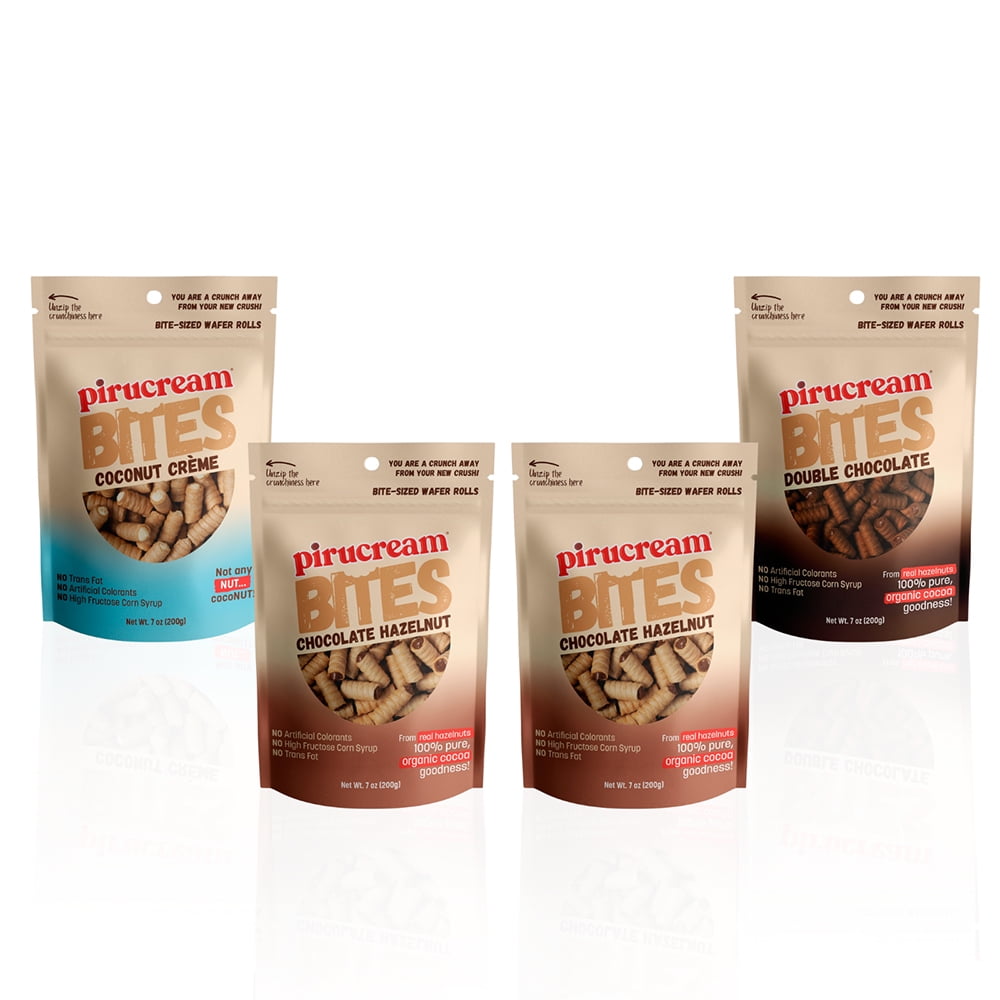 Pirucream Bites Wafer Rolls Bundle – 2 Hazelnut Chocolate 1 Double ...