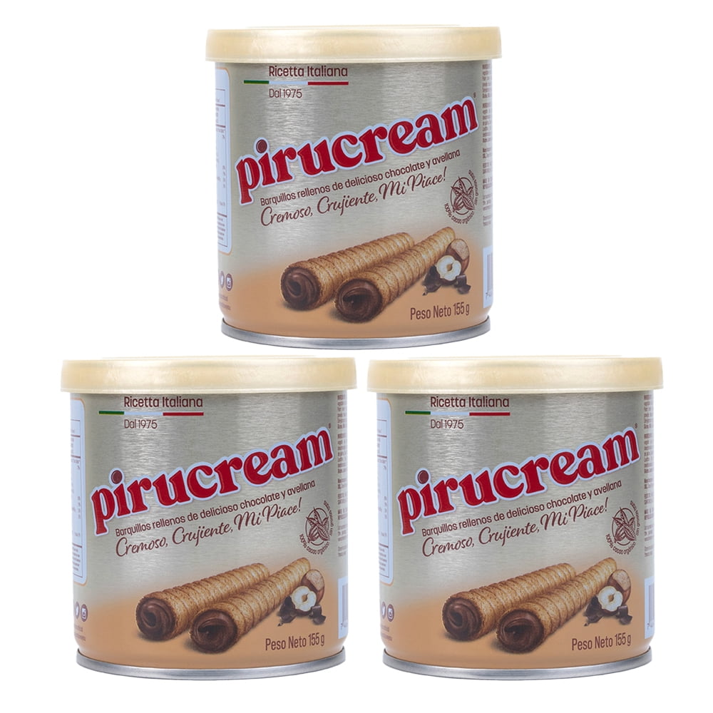 Pirucream Cream Filled Rolled Wafer. Chocolate and Hazelnut Filling ...