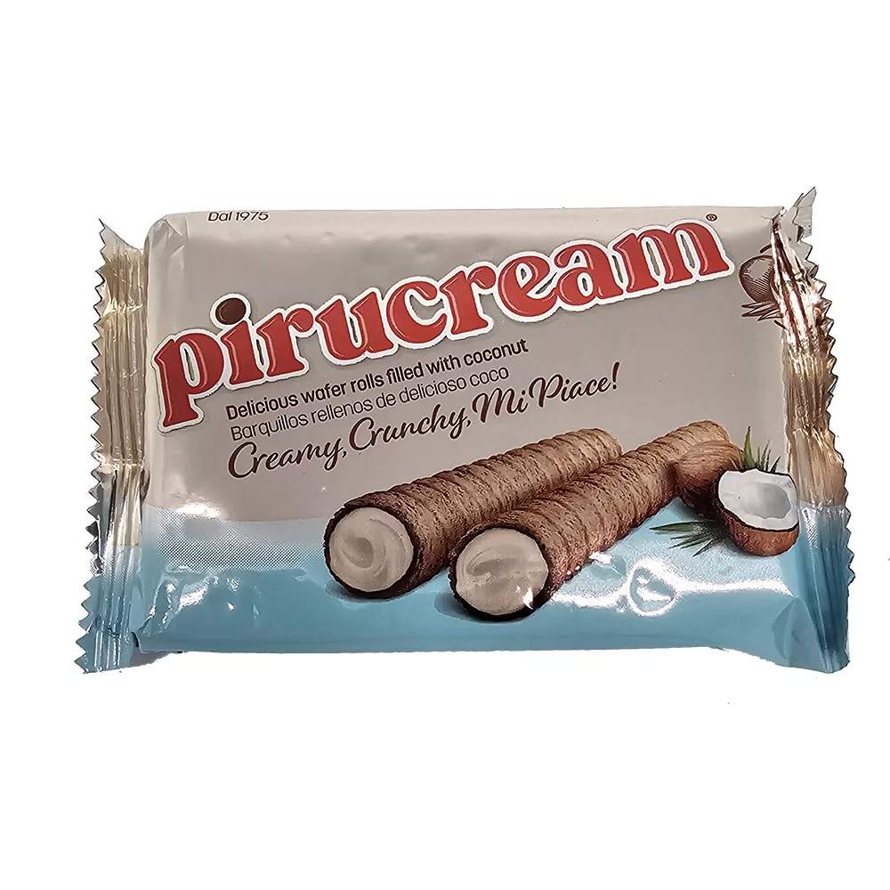Pirucream Cream Filled Rolled Wafer. Coconut. Crispy and Light Cookie ...
