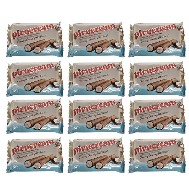 Pirucream Cream Filled Rolled Wafer Tray. Coconut flavour. Crispy and ...