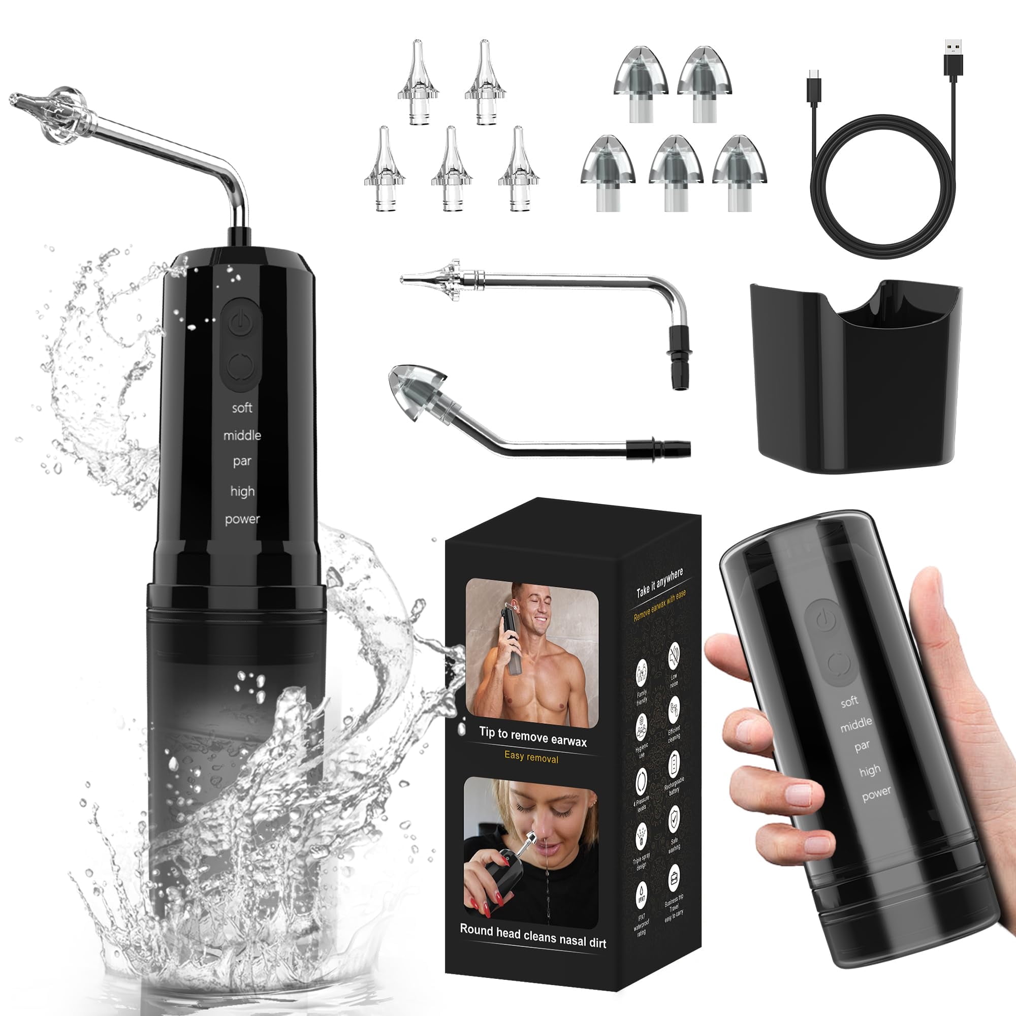 Pirzlqie Ear Wax Removal, 2 in 1 Electric Ear Cleaning Kit with 4 ...