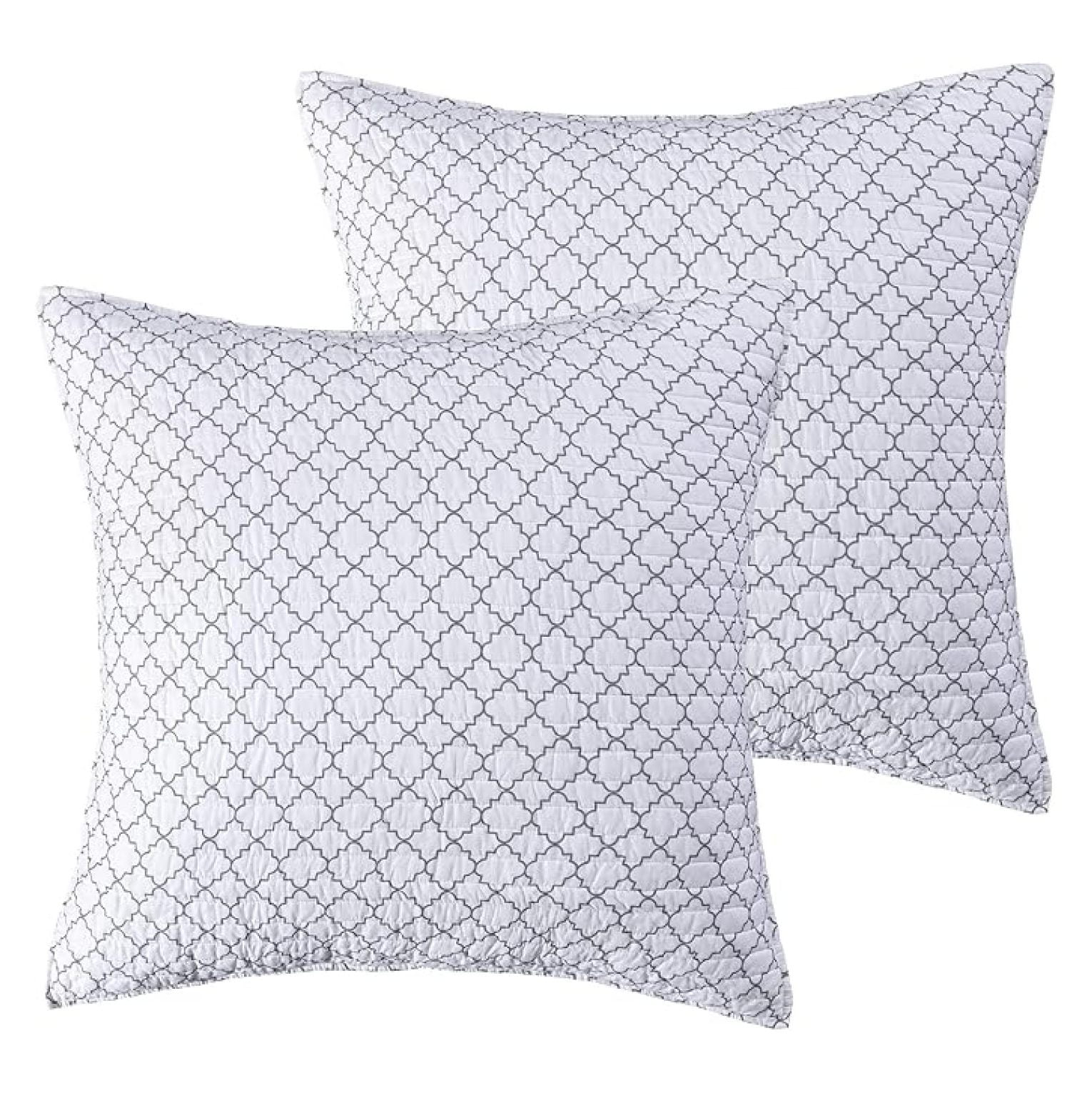 - Pisa - Euro Shams Set of Two - (26x26in.), No Insert - Trellis Pattern - Cotton Fabric ...