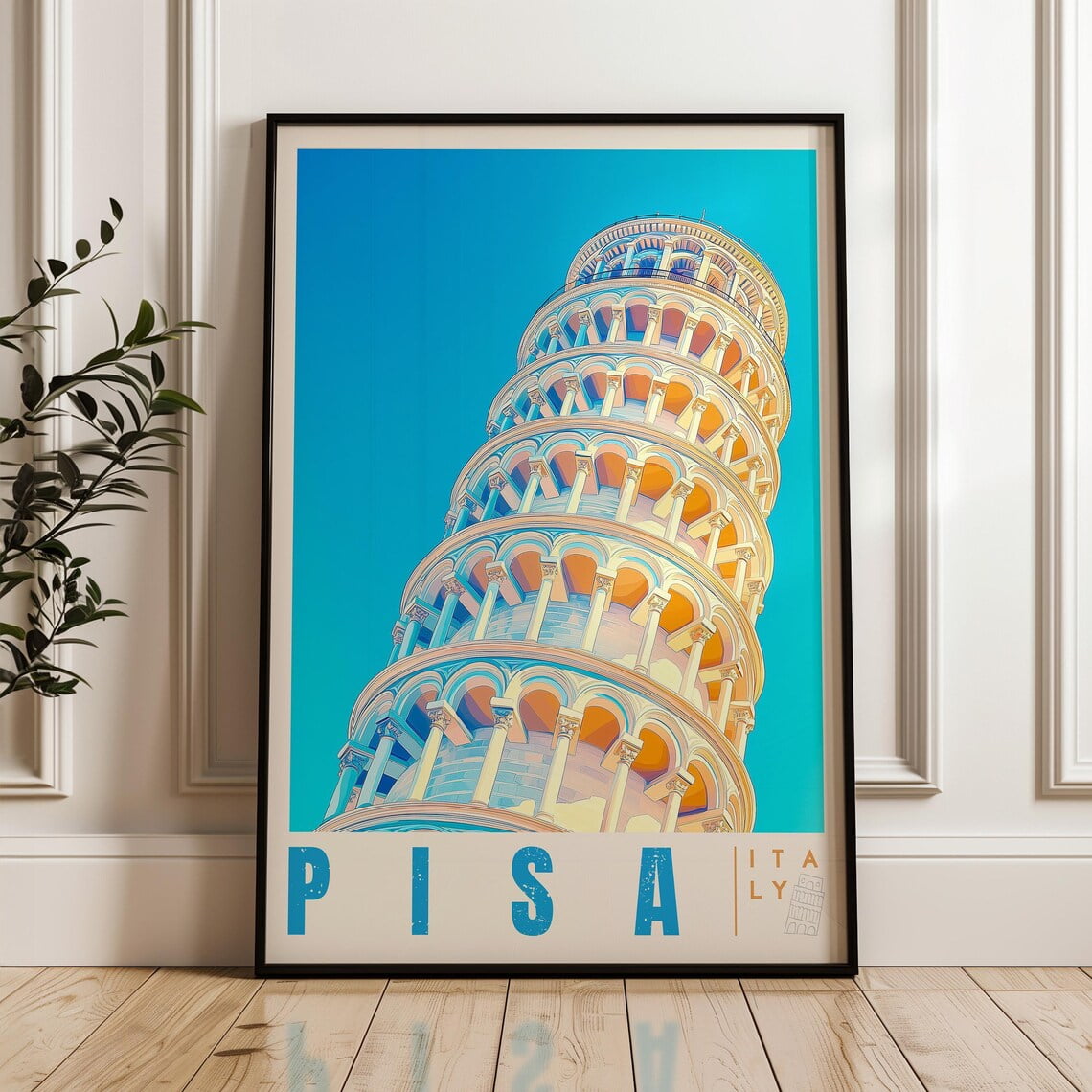Pisa Travel Poster - Italy Wall Art Print, Illustration Artwork, Home & Office Decor, Gift Idea ...