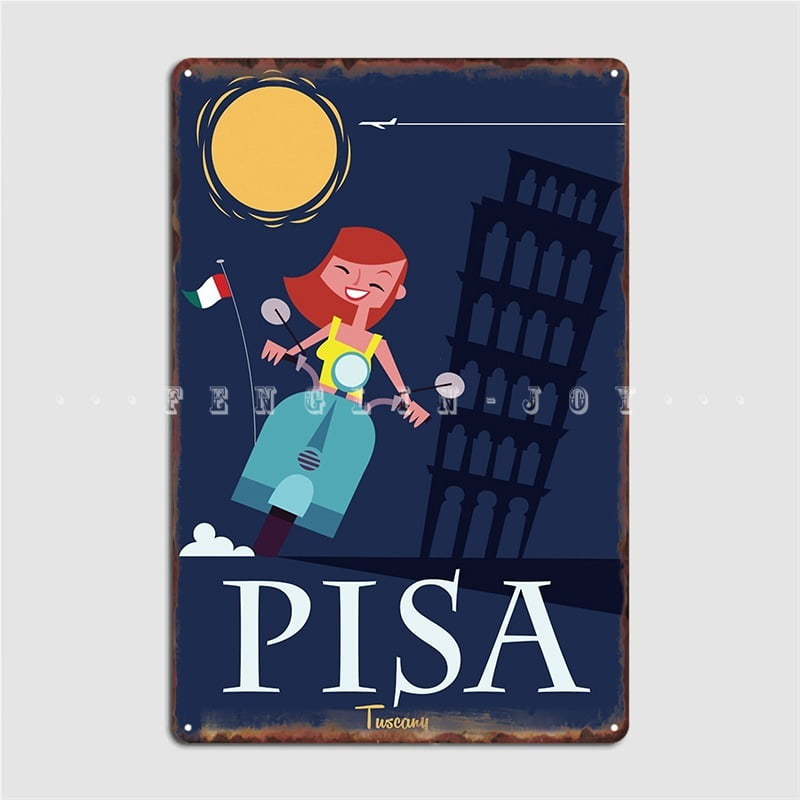 Pisa Travel Poster Metal Sign Mural Painting Living Room Cinema Kitchen ...
