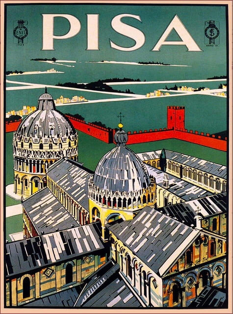 Pisa Tuscany Region Italy Vintage Italian Travel Advertisement Art Print Wall Art Tin Poster ...