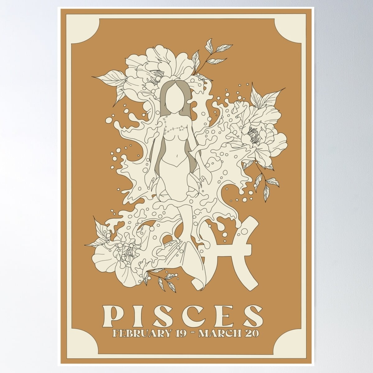 Pisces Astrology Poster Wall Art, Modern Wall Decor For Living Room ...