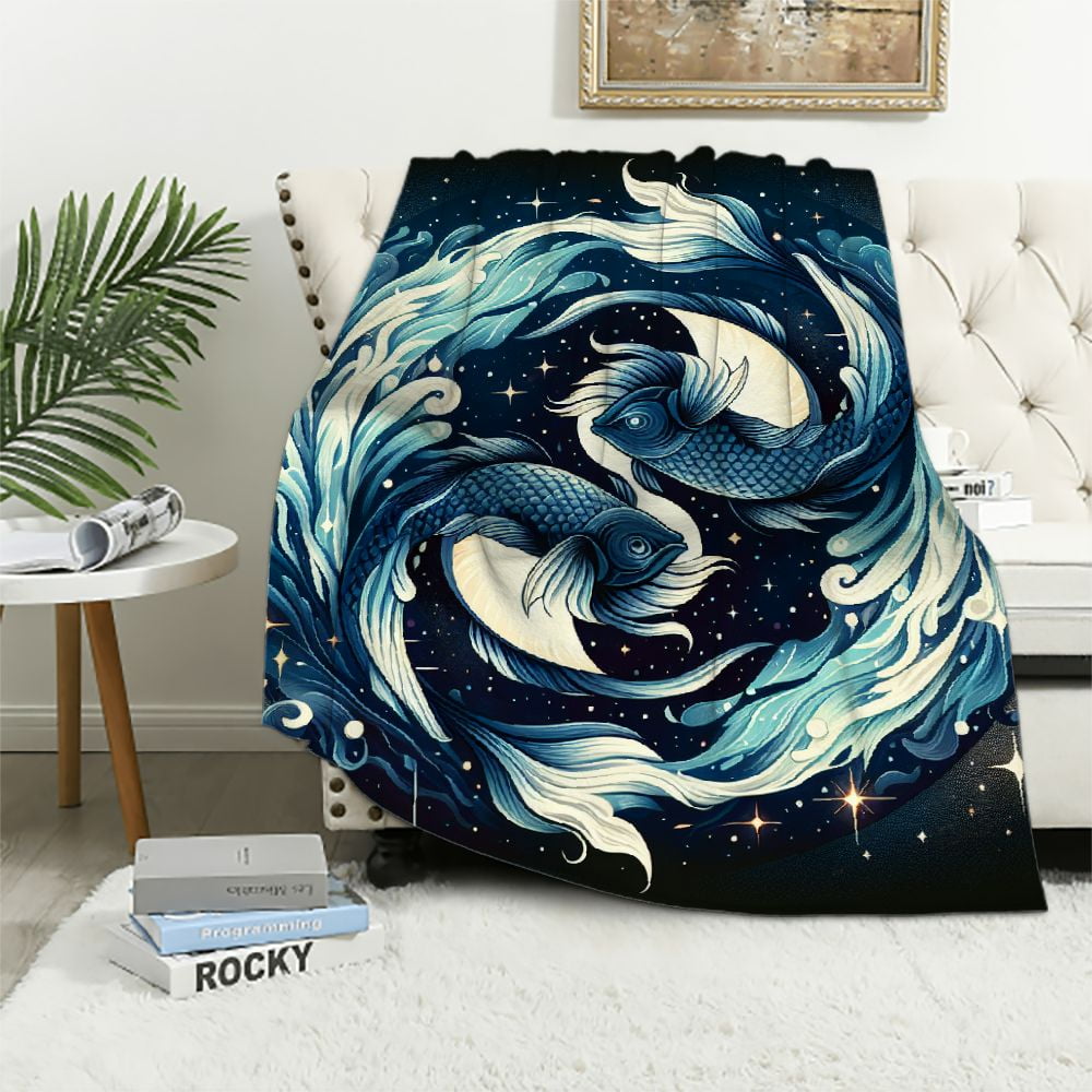 Lingy Pisces Blanket Gifts, 50"x40" Rectangular Flannel Zodiac Throw ...