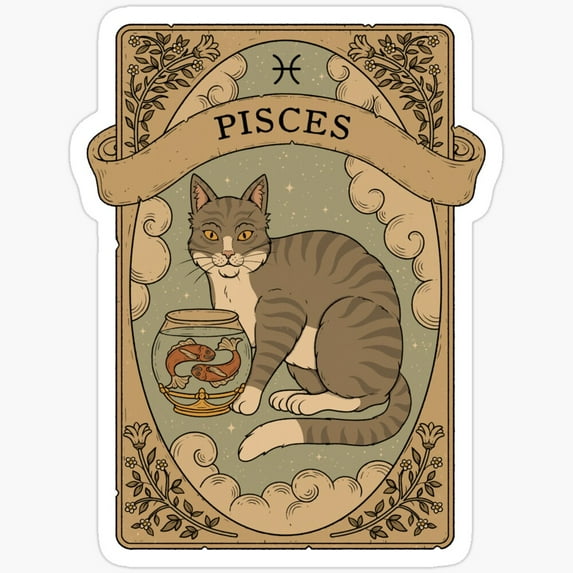 Pisces - Cats Astrology Sticker Phone Decal Water Bottle Stickers Car ...