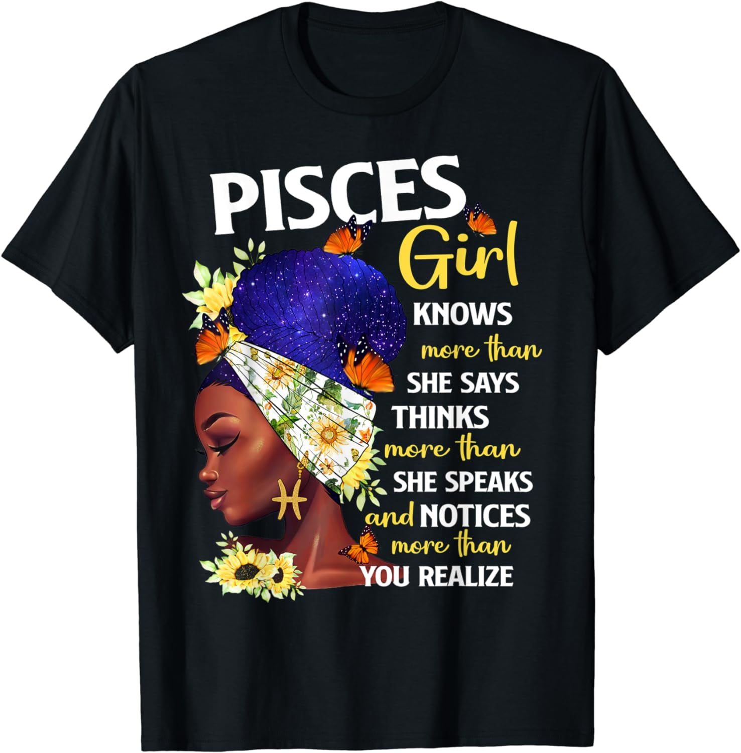 Pisces Girl Knows More Than She Says Birthday Girl T-Shirt - Walmart.com