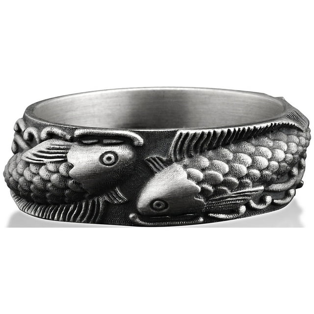 Pisces Handmade Sterling Silver Men Band Ring, Silver Wedding Ring ...