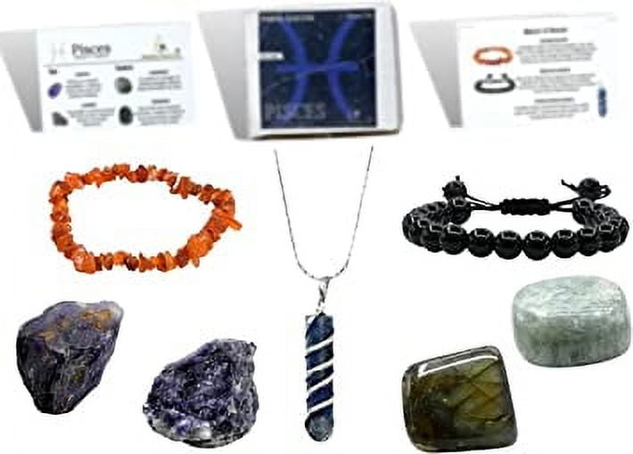 Pisces Healing Crystal Set, Zodiac Birthstone Premium Kit for Gift ...