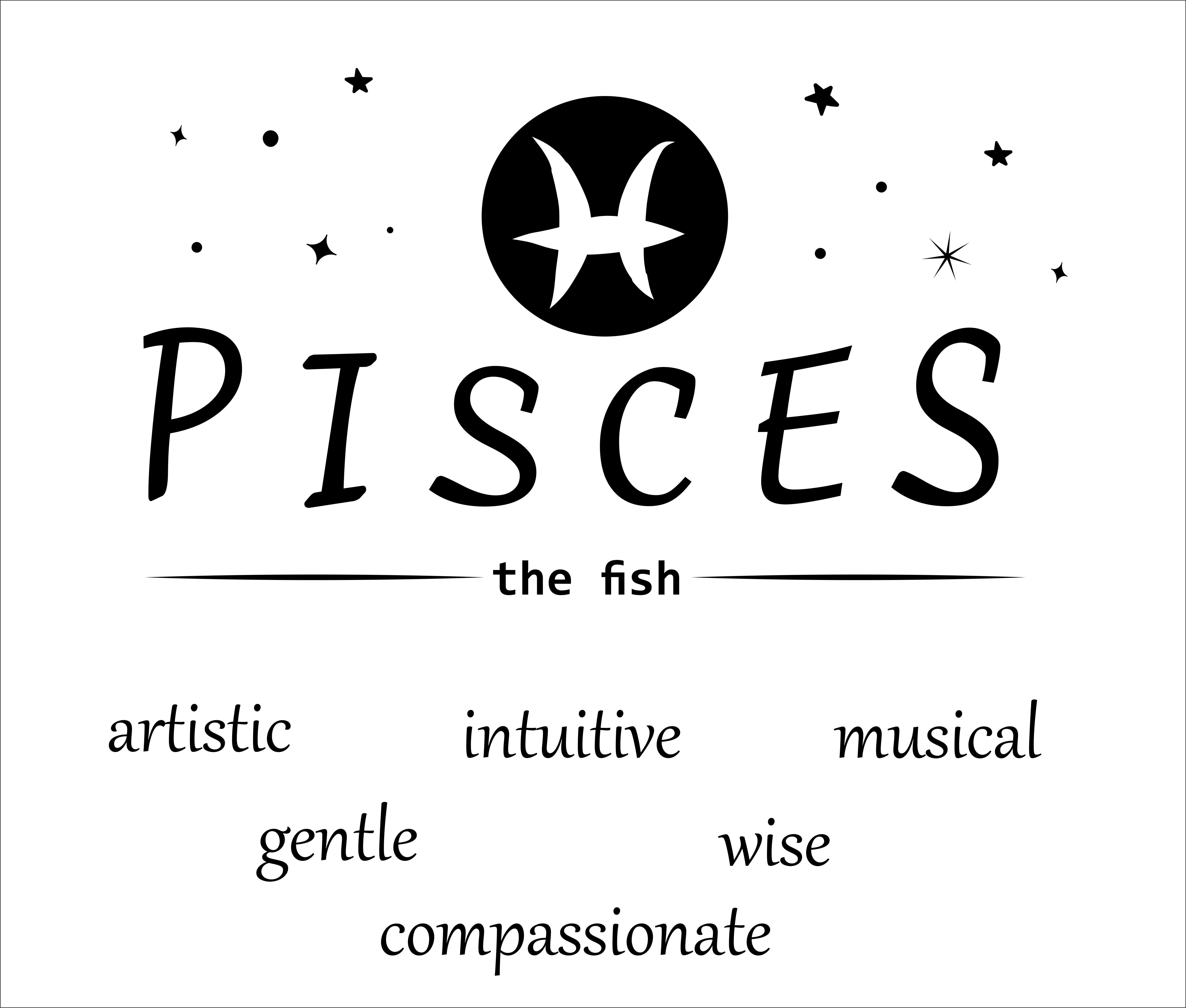 Pisces Horoscope Zodiac Symbol Quotes Wall Decal - The Fish Artistic ...