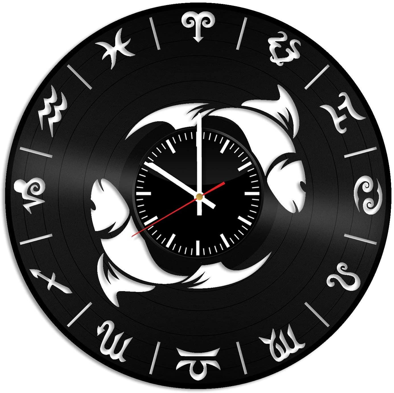 Pisces Sign Zodiac Sign Vintage Black Vinyl Record Wall Clock Wall Art ...