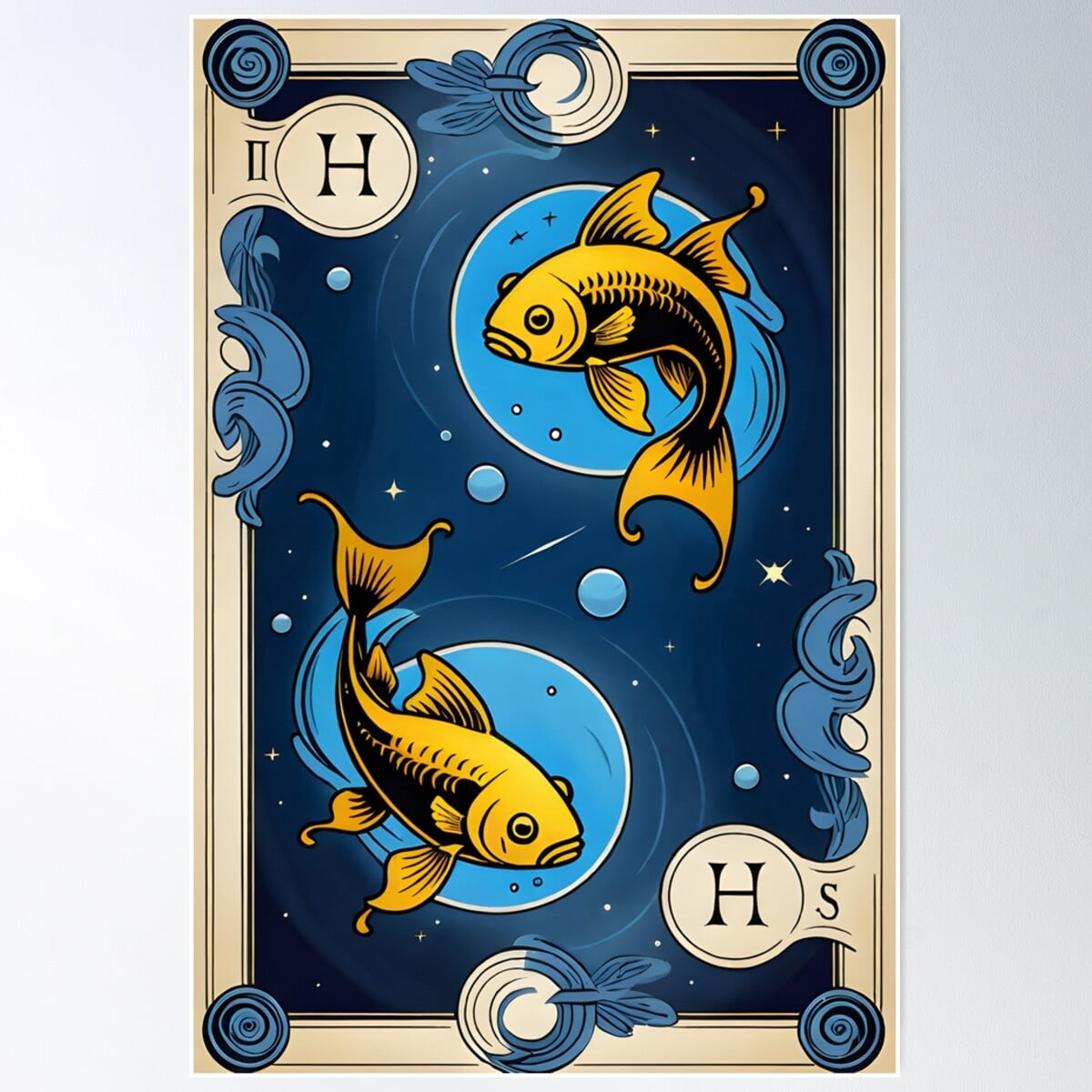 Pisces Tarot Card Poster Wall Art, Modern Wall Decor For Living Room ...