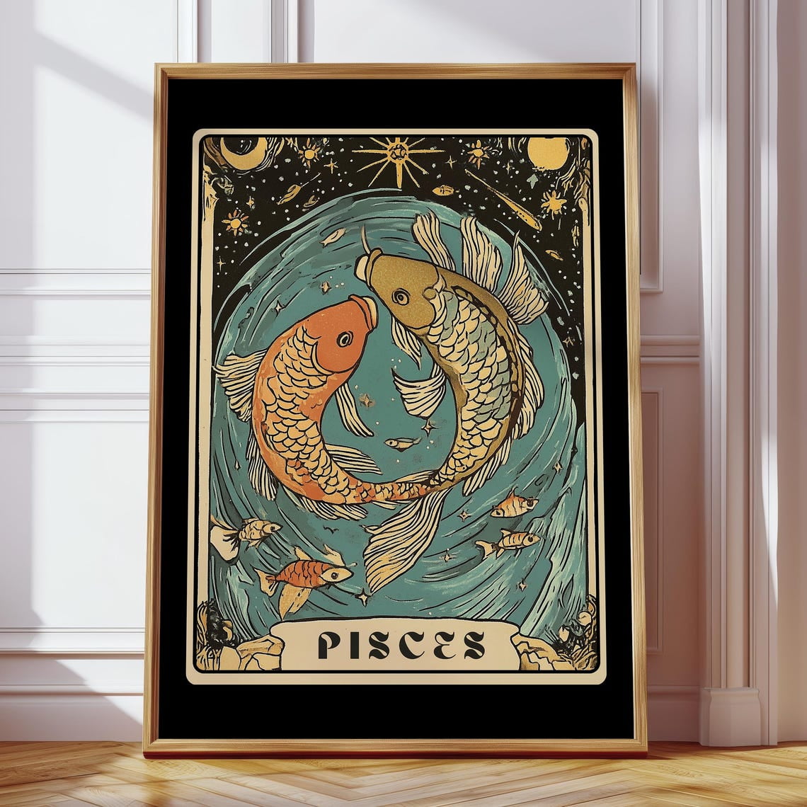 Pisces Tarot Wall Art, Zodiac Art Print, Vintage Dark Academia Pisces Poster, Pisces Gift Idea ...