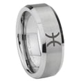 Pisces Zodiac Beveled Edge Gray Tungsten Men Ring 10MM - Walmart.com