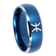 Pisces Zodiac Dome Brushed Finish Blue Tungsten Men Ring 10MM - Walmart.com