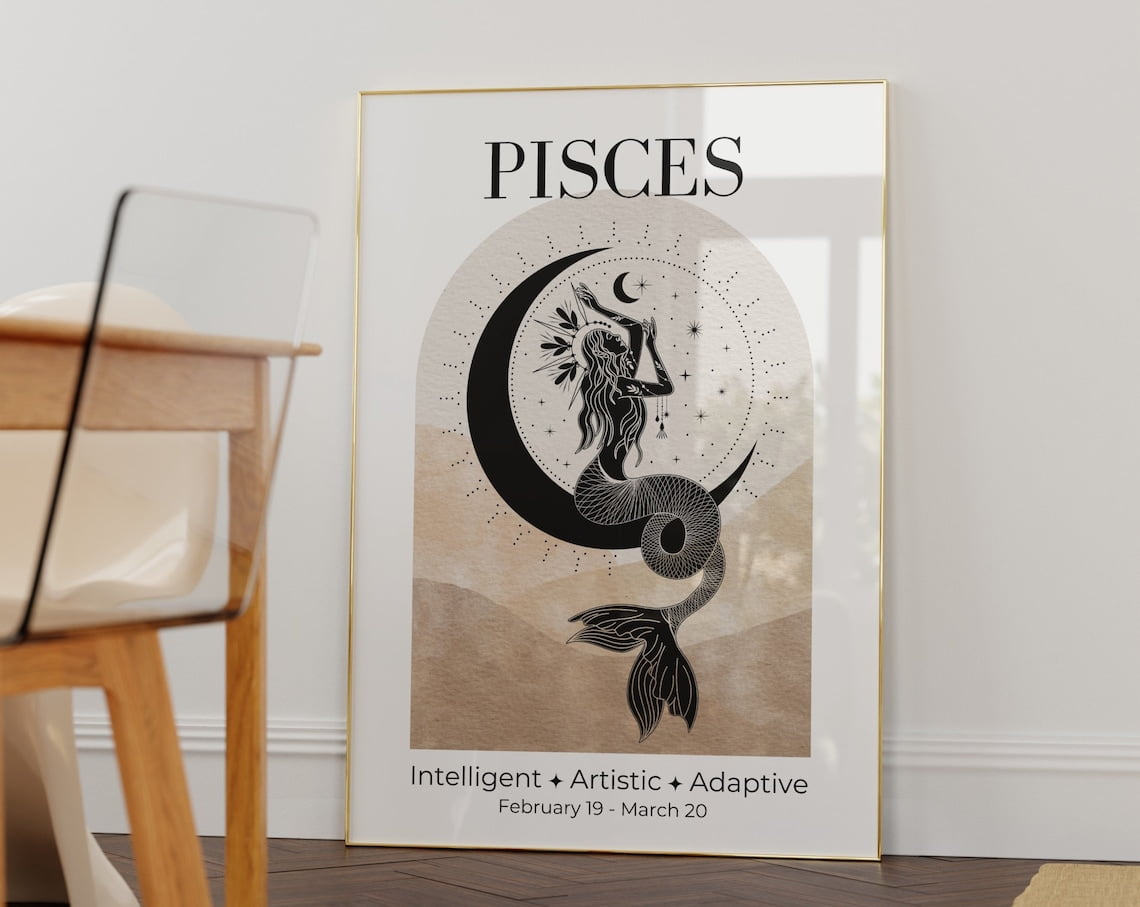Pisces Zodiac Goddess Wall Art • Zodiac Poster • Pisces Print ...