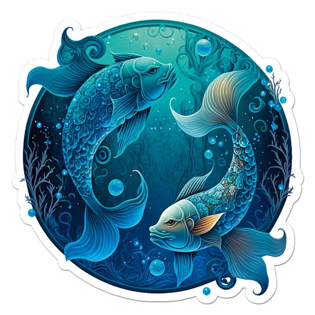 Pisces Zodiac Sign Sticker Indoor Outdoor Phone Decal Water Bottle ...