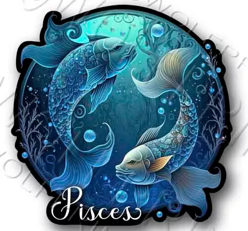 Pisces Zodiac Sign Sticker Phone Decal Water Bottle Stickers Car Decals ...