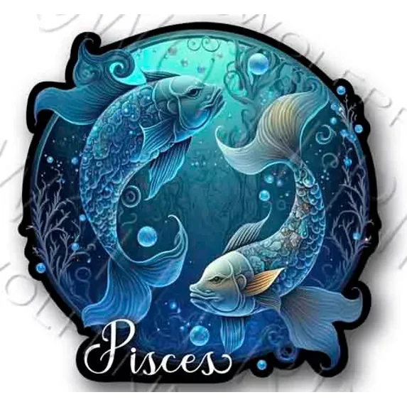 Pisces Zodiac Sign Sticker Phone Decal Water Bottle Stickers Car Decals ...