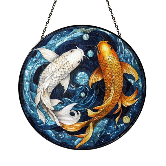 Pisces Zodiac Stained Glass Suncatcher Window Hanging, Celestial ...