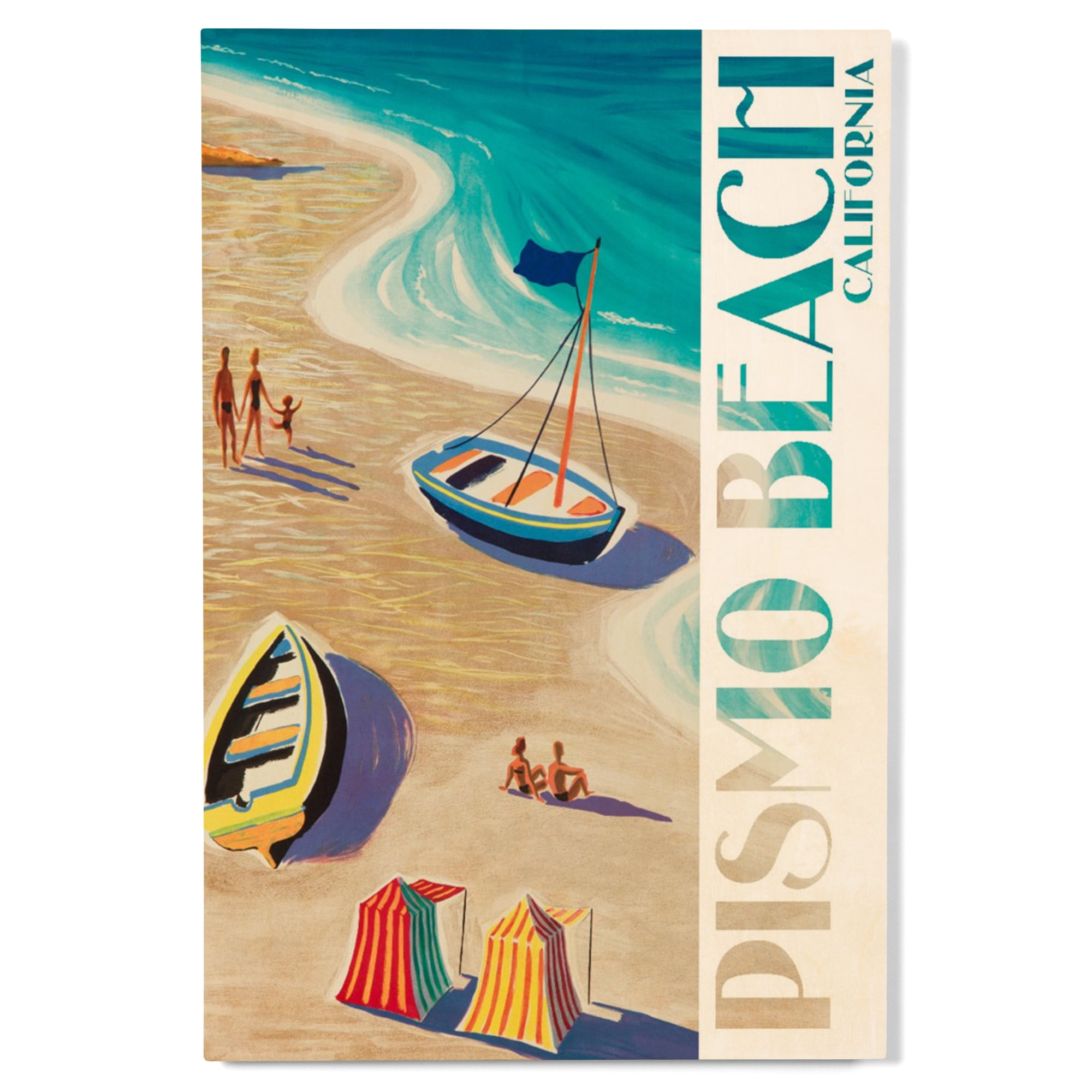 Pismo Beach, California, Beach Scene Birch Wood Wall Sign (12x18 Rustic ...