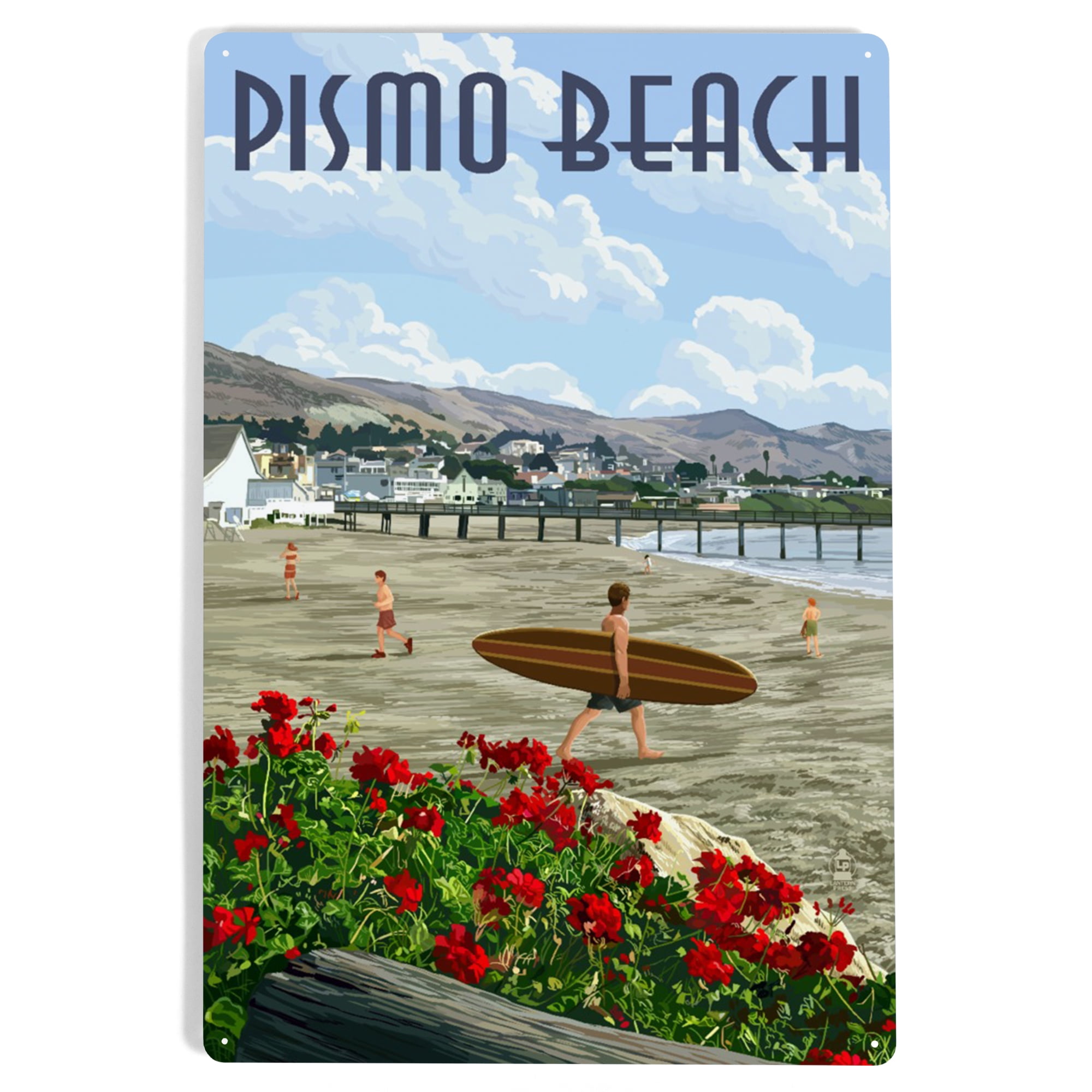 Pismo Beach California Beach And Pier Scene 12x18 Aluminum Art